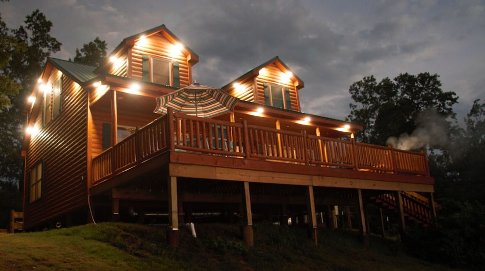 Toledo Bend Log Cabin - brand new, Lakefront - watch sunsets across 3 ...