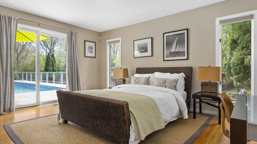 Large heated pool, games room, private bay beach access, gardens, kid ...