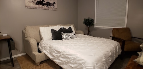 Cozy_farmhouse_theme_apartment_disney+_youtubetv_fastwifi - Aurora, IL