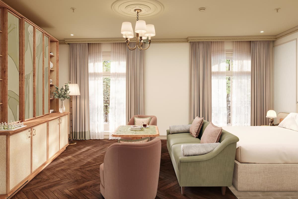 Suíte júnior, 1 cama King (New) | Roupas de cama premium, cofres nos quartos, escrivaninha