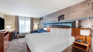 Quarto Standard, 1 cama king-size e sofá-cama, não fumadores | Roupa de alta qualidade, camas de colchão viscoelástico, secretária