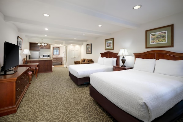 Quarto standard, 2 camas Queen, para não fumantes, cozinha americana (Oversized Room) | 1 quarto, ferros/tábuas de passar roupa, Wi-Fi de cortesia