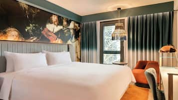 Quarto club, 1 cama King | 1 quarto, roupas de cama premium, camas com colchões pillow-top