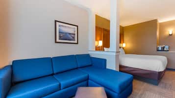 Suite, 1 cama king-size e sofá-cama, não fumadores (Upgrade) | Roupa de alta qualidade, camas de colchão pillowtop, cofre no quarto