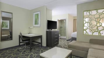 Estúdio, 1 cama king-size e sofá-cama | Roupa hipoalergénica, secretária