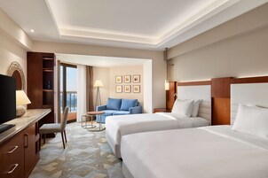 Quarto Deluxe, 2 camas individuais (Nile View) | Lençóis de algodão egípcio, roupa de alta qualidade, edredões de penas 