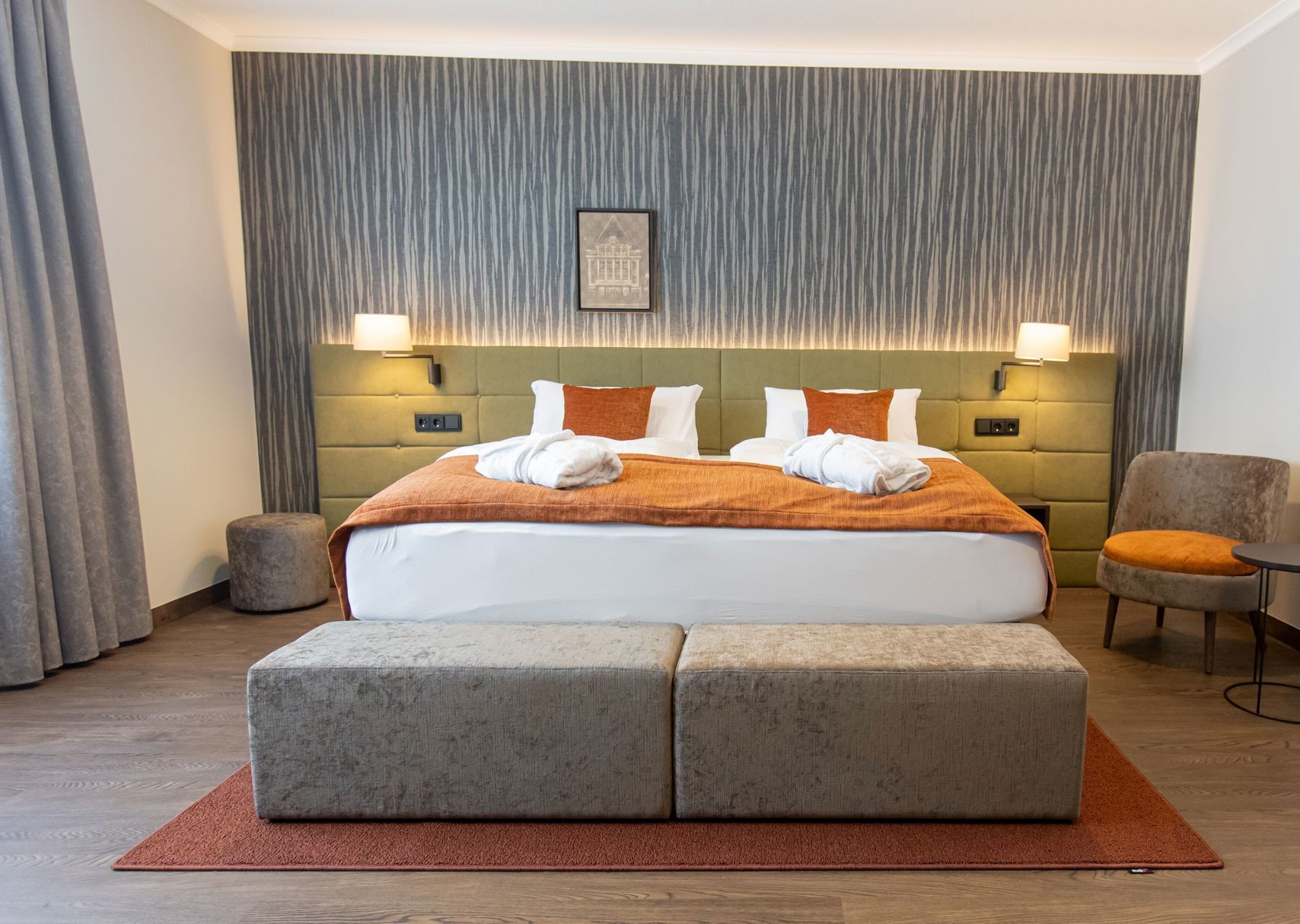 1 quarto, roupas de cama antialérgicas, cofres nos quartos