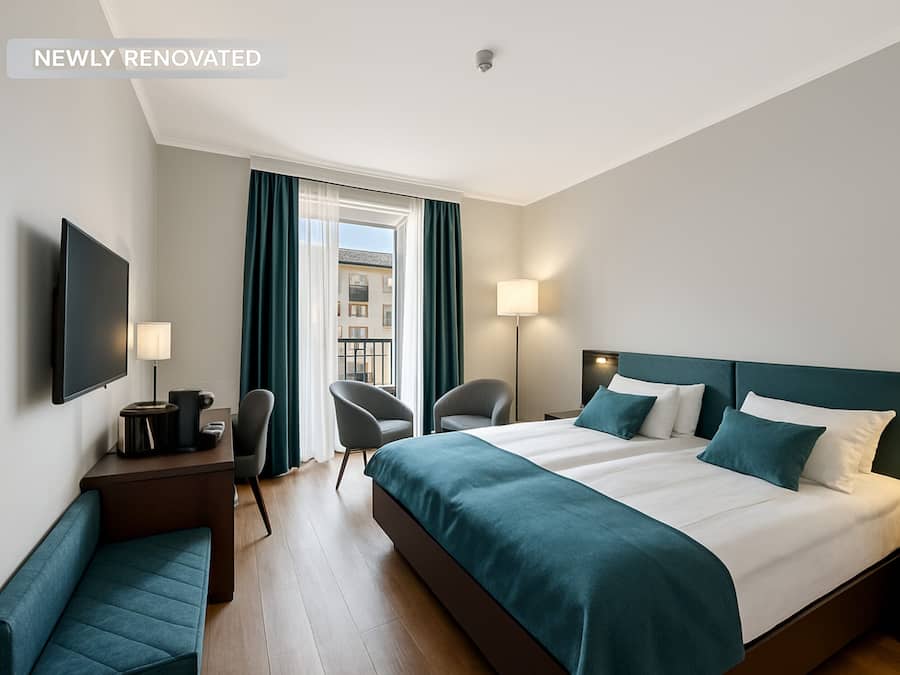 Camas de colchão viscoelástico, minibar, cofre no quarto, secretária