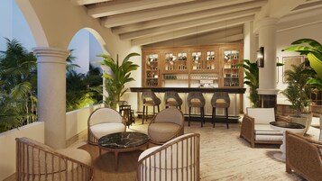 7 bares/lounges, 3 bares junto à piscina, um bar à beira da piscina 