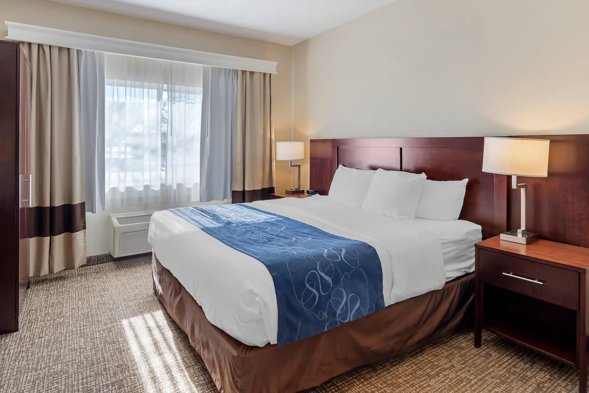 Suite, 1 cama king-size e sofá-cama, acessível, não fumadores | Cofre com capacidade para portátil, secretária