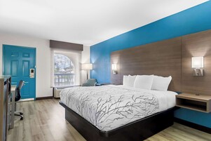 Quarto standard, 1 cama King, para não fumantes, geladeira e micro-ondas (Shower Only) | Escrivaninha, espaço de trabalho para notebook