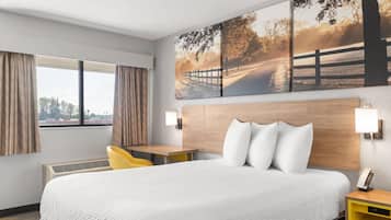 Quarto, 1 cama Queen, para não fumantes | Escrivaninha, cortinas blackout, ferros/tábuas de passar roupa