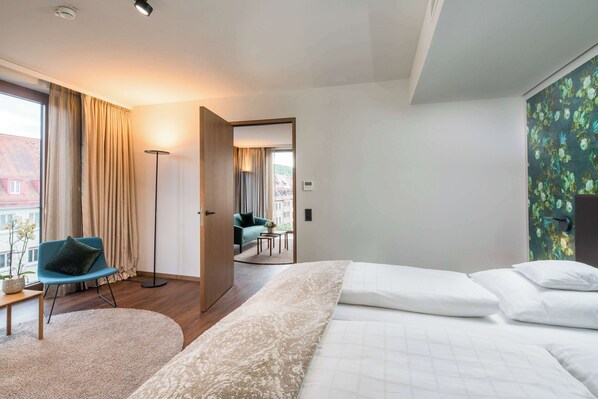 1 quarto, roupa de alta qualidade, edredões de penas, minibar 