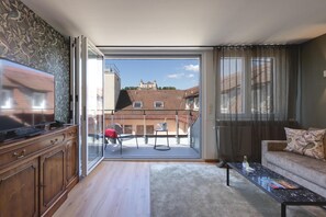 Suite Júnior, 1 cama king-size, cozinha | 1 quarto, roupa de alta qualidade, edredões de penas, minibar 