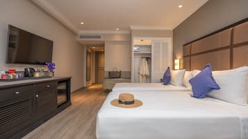 1 quarto, camas Select Comfort, frigobar (abastecido com itens grátis)