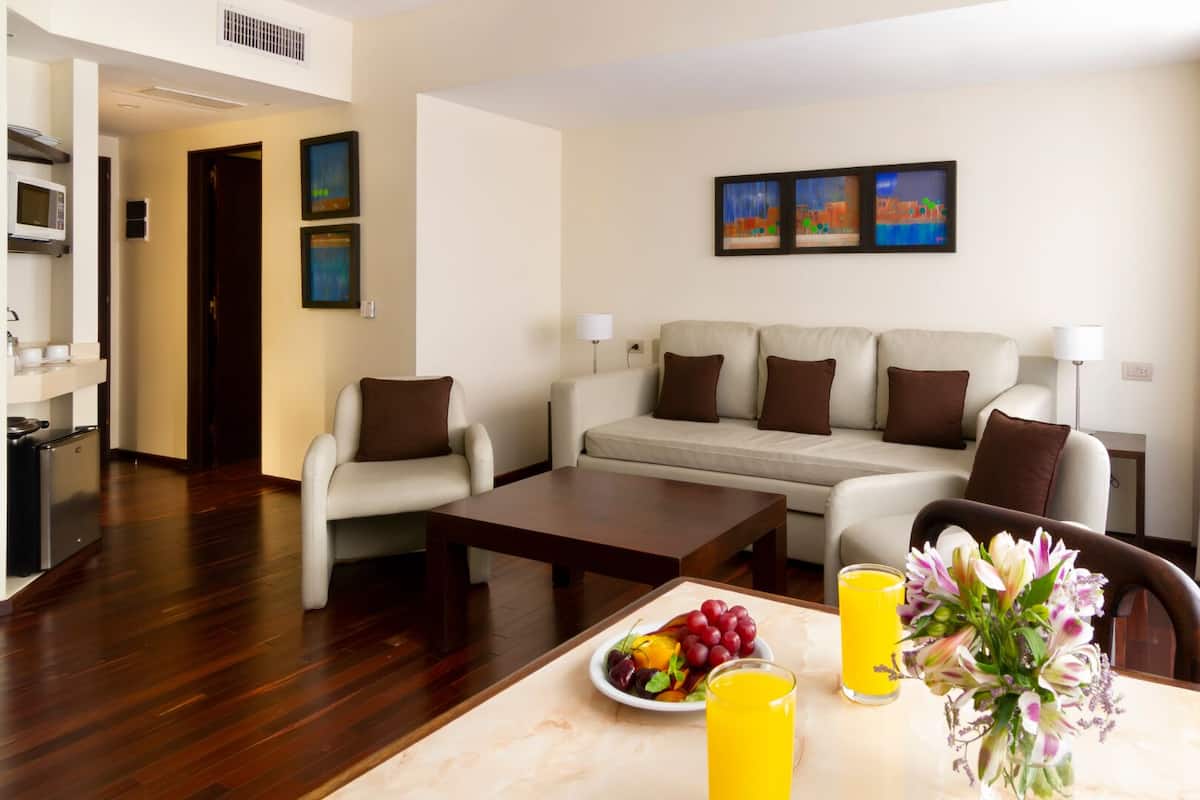 Ambassador Suite | Edredons de pluma, frigobar, cofres nos quartos, cortinas blackout