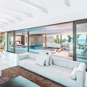 Vila superluxo, 4 quartos, vista para a praia, de frente para a praia | Área de estar