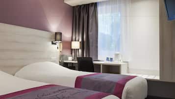 Roupas de cama premium, camas Select Comfort, escrivaninha