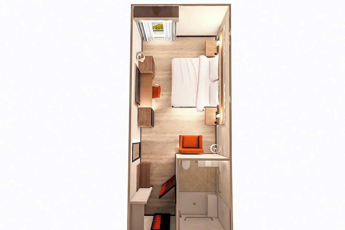 Quarto standard, 1 cama King, acessível (Mobility Accessible) | Escrivaninha, espaço de trabalho para notebook, cortinas blackout