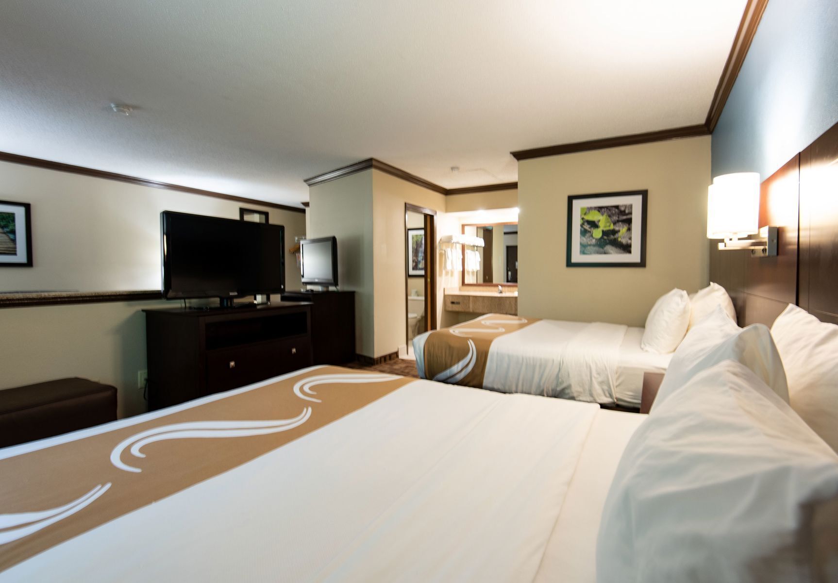 1 quarto, roupa de alta qualidade, camas de colchão pillowtop 