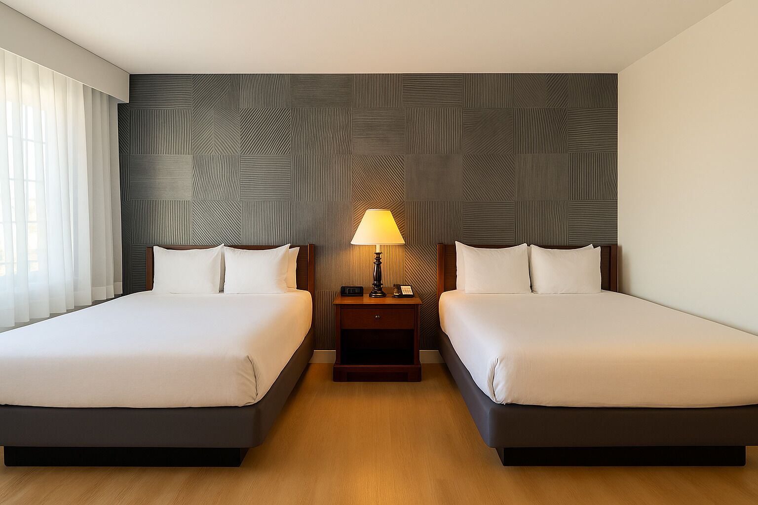 Quarto Deluxe, 2 camas de casal | Secretária, cortinas/cortinados opacos, ferro/tábua de engomar 