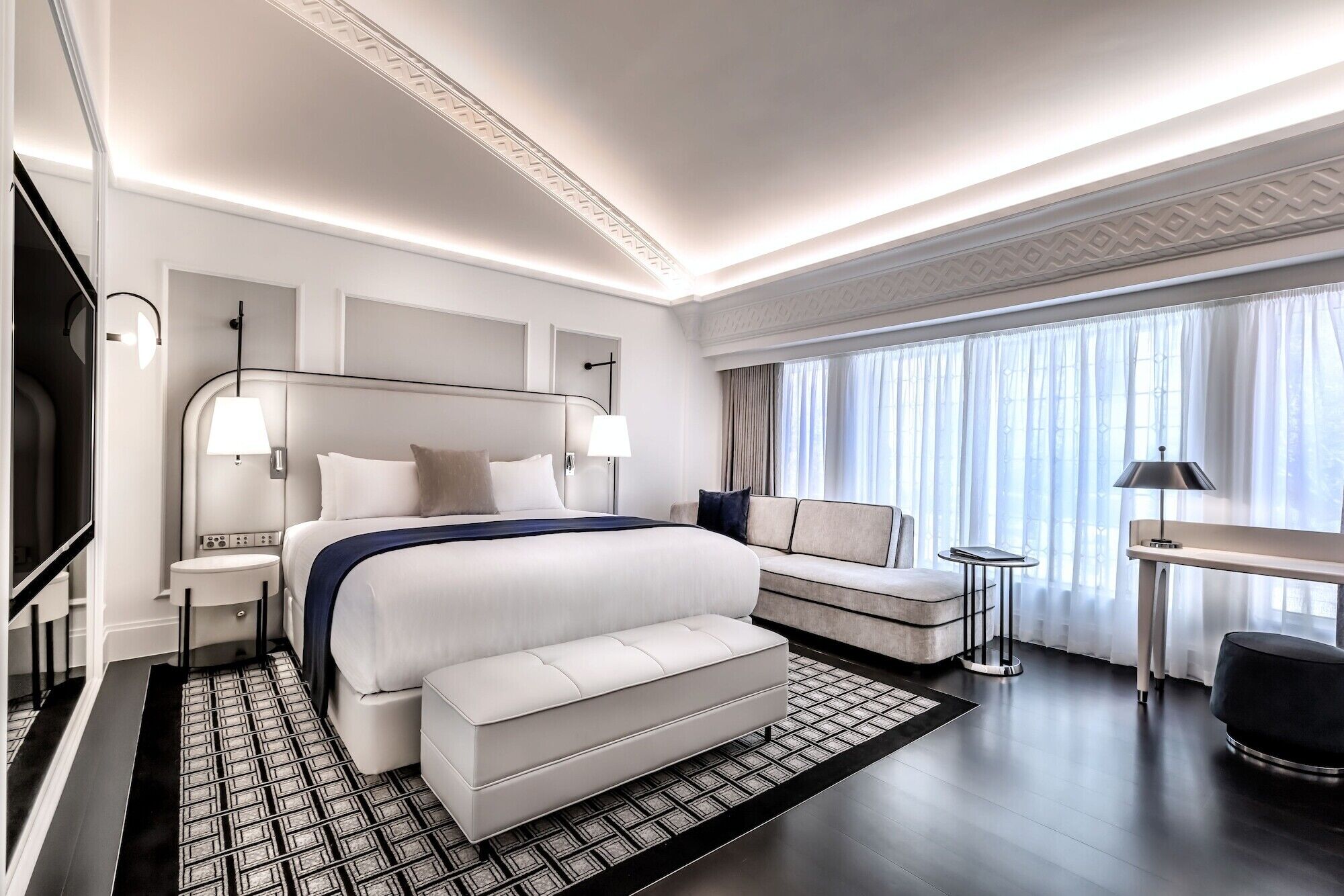 Roupa de alta qualidade, camas de colchão pillowtop, minibar 