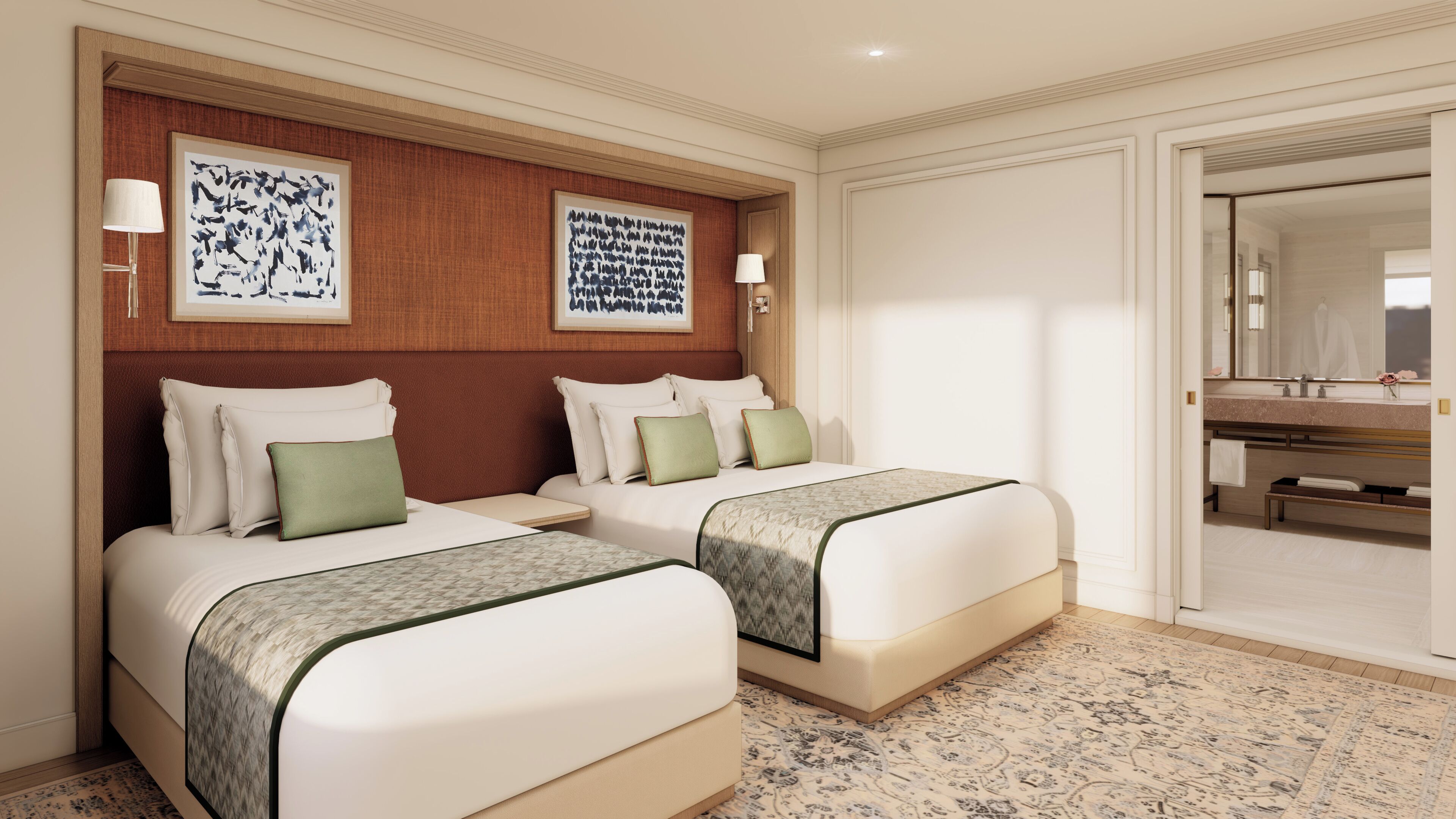 Main Tower Superior Suite Family Twin (Club Lounge Access Included) | Lençóis de algodão egípcio, roupa de alta qualidade, edredões de penas 