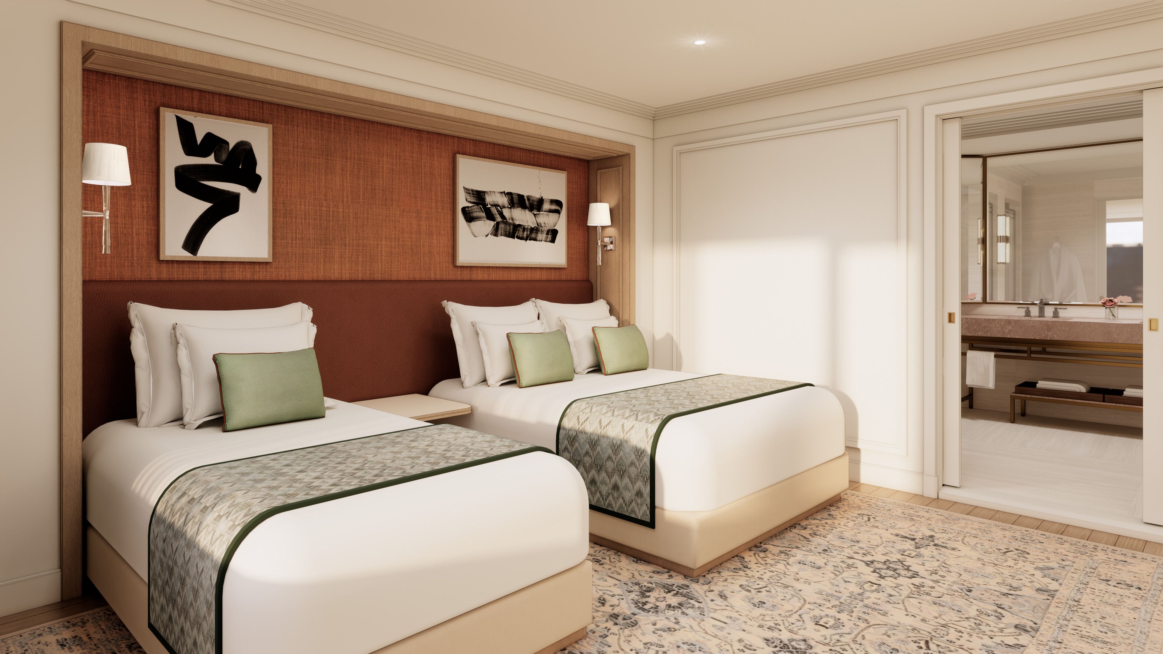 Main Tower Superior Suite Family Twin (Club Lounge Access Included) | Roupas de cama de algodão egípcio, roupas de cama premium