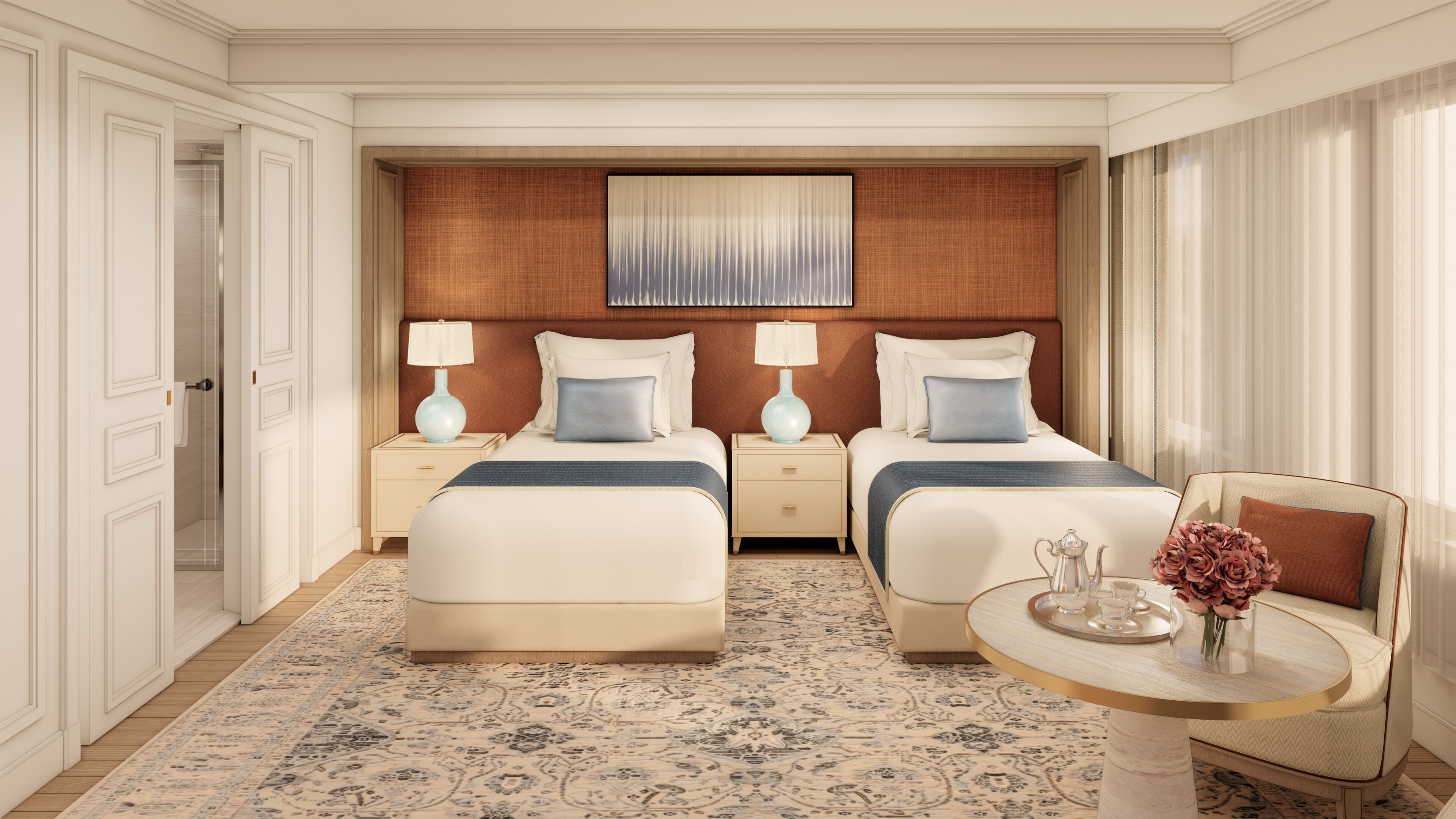 Quarto Nobre, 2 camas individuais, na torre (Main Tower Deluxe) | Lençóis de algodão egípcio, roupa de alta qualidade, edredões de penas 