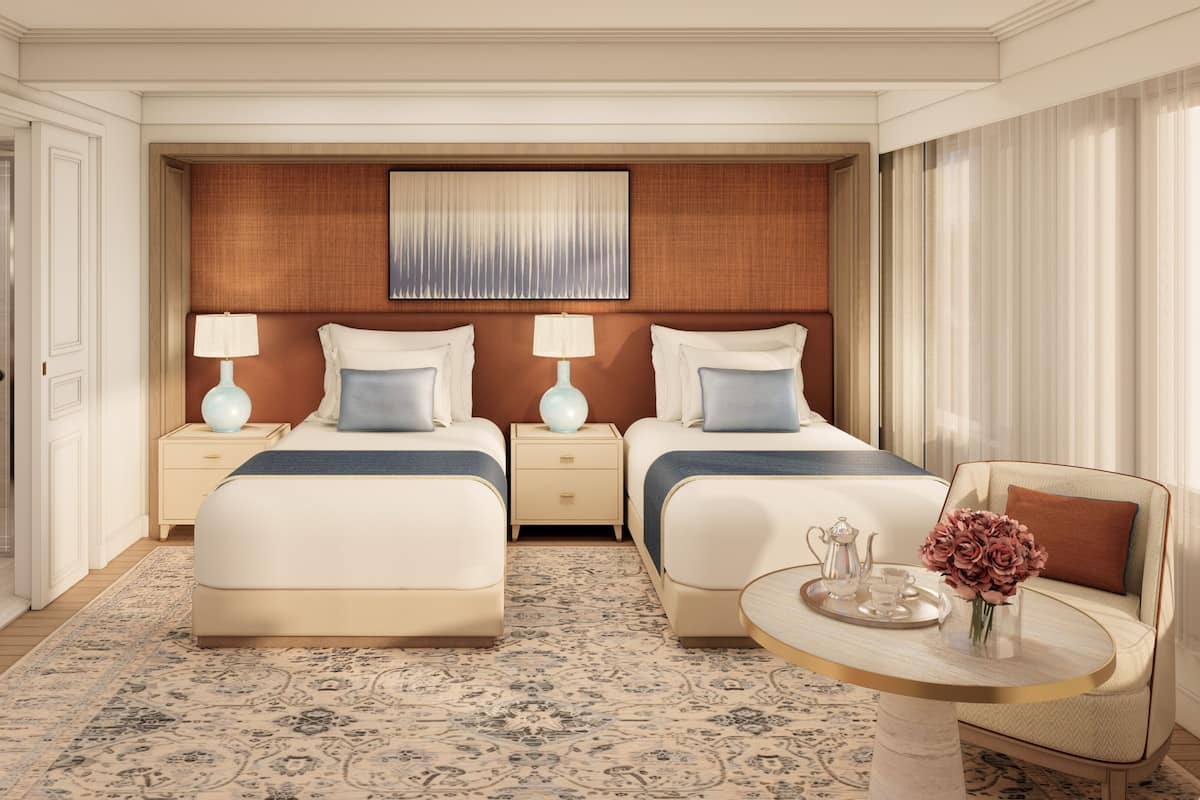 Quarto Nobre, 2 camas individuais, na torre (Main Tower Deluxe) | Lençóis de algodão egípcio, roupa de alta qualidade, edredões de penas