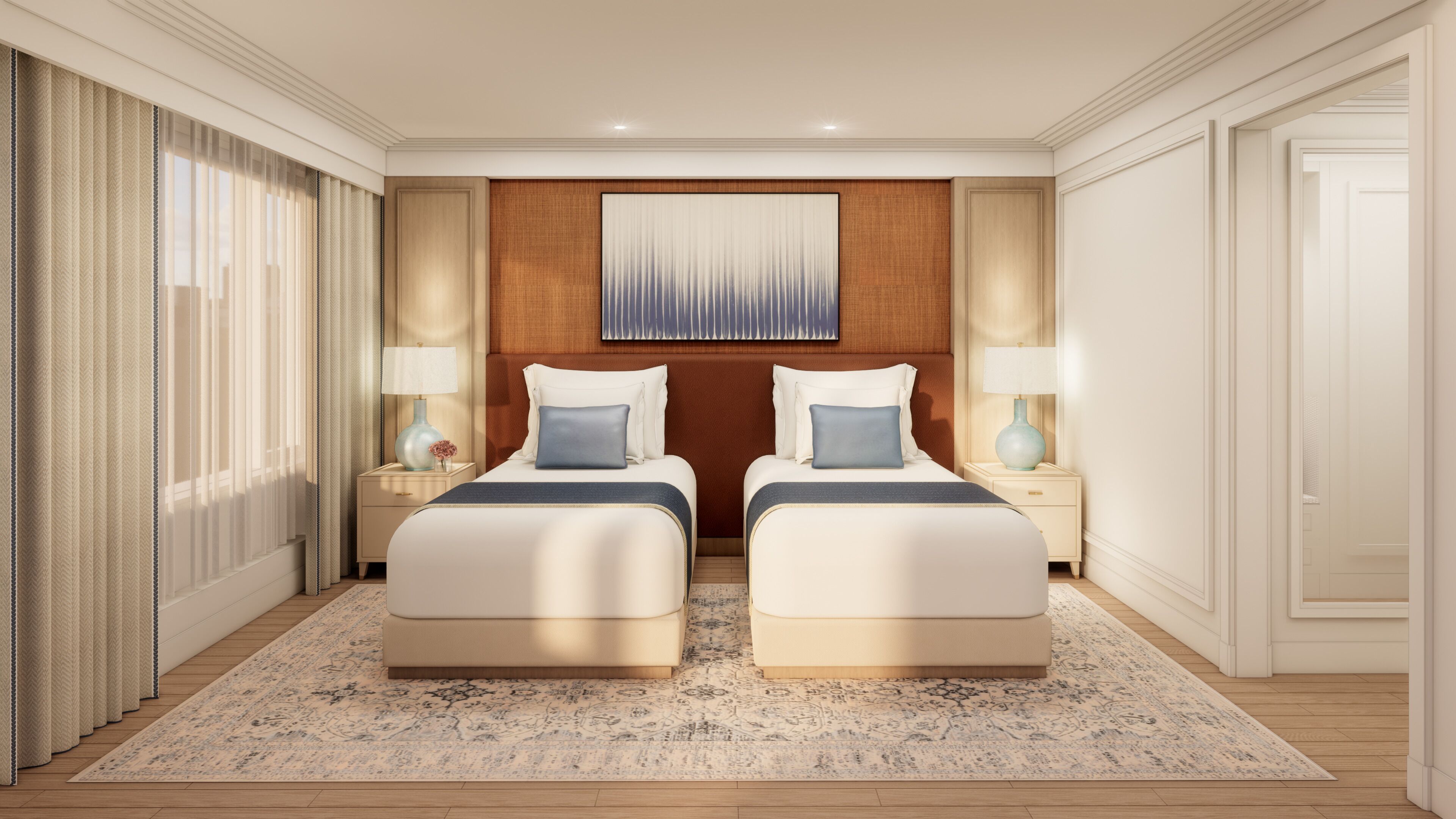 Quarto Nobre, 2 camas individuais, na torre (Main Tower Superior) | Lençóis de algodão egípcio, roupa de alta qualidade, edredões de penas 