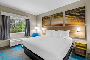 Escrivaninha, cortinas blackout, ferros/tábuas de passar roupa