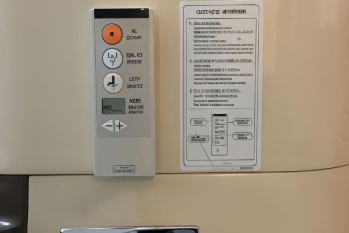 Um painel de controle com botões rotulados 'NC DOWN', 'SDA IO RECEIPT', 'LEFF BINTT' e 'NEI SINT'.