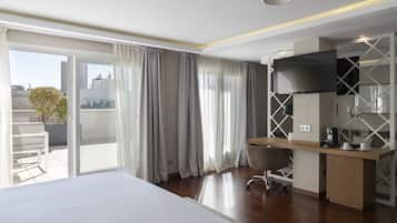 1 quarto, roupas de cama premium, edredons de pluma, frigobar
