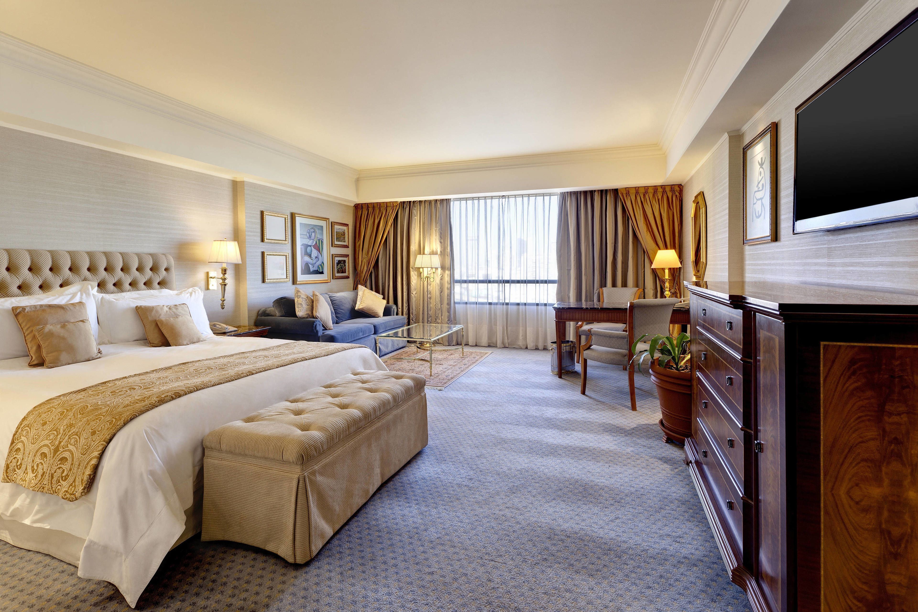 Roupa de alta qualidade, camas de colchão Select Comfort, minibar 