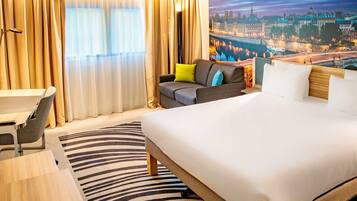 Quarto Superior, 1 cama queen-size e sofá-cama | Roupa de alta qualidade, camas de colchão viscoelástico