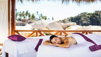 Sauna, tratamentos corporais, aromaterapia, massagens na praia