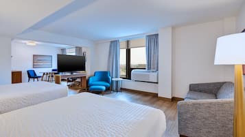 Suíte, 2 camas Queen | Roupas de cama de algodão egípcio, roupas de cama premium, escrivaninha
