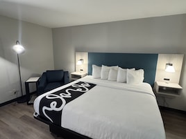 Quarto, 1 cama king-size, não fumadores | Roupa de alta qualidade, camas de colchão pillowtop, secretária