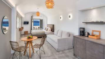 Junior Suite Caldera View, balcony | Roupas de cama de algodão egípcio, roupas de cama premium