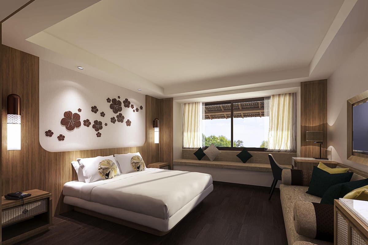 Quarto Superior, 1 cama king-size | Cofre no quarto, secretária, cortinas/cortinados opacos