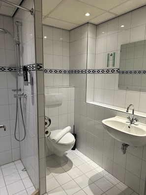 Secador de cabelo, toalhas de banho, sabonete, shampoo