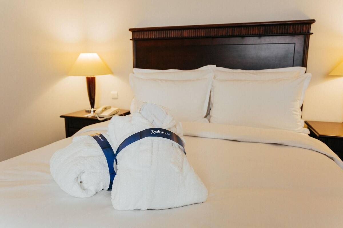 Roupa hipoalergénica, minibar, cofre com capacidade para portátil
