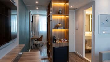 Quarto executivo | Roupas de cama de algodão egípcio, roupas de cama premium, frigobar