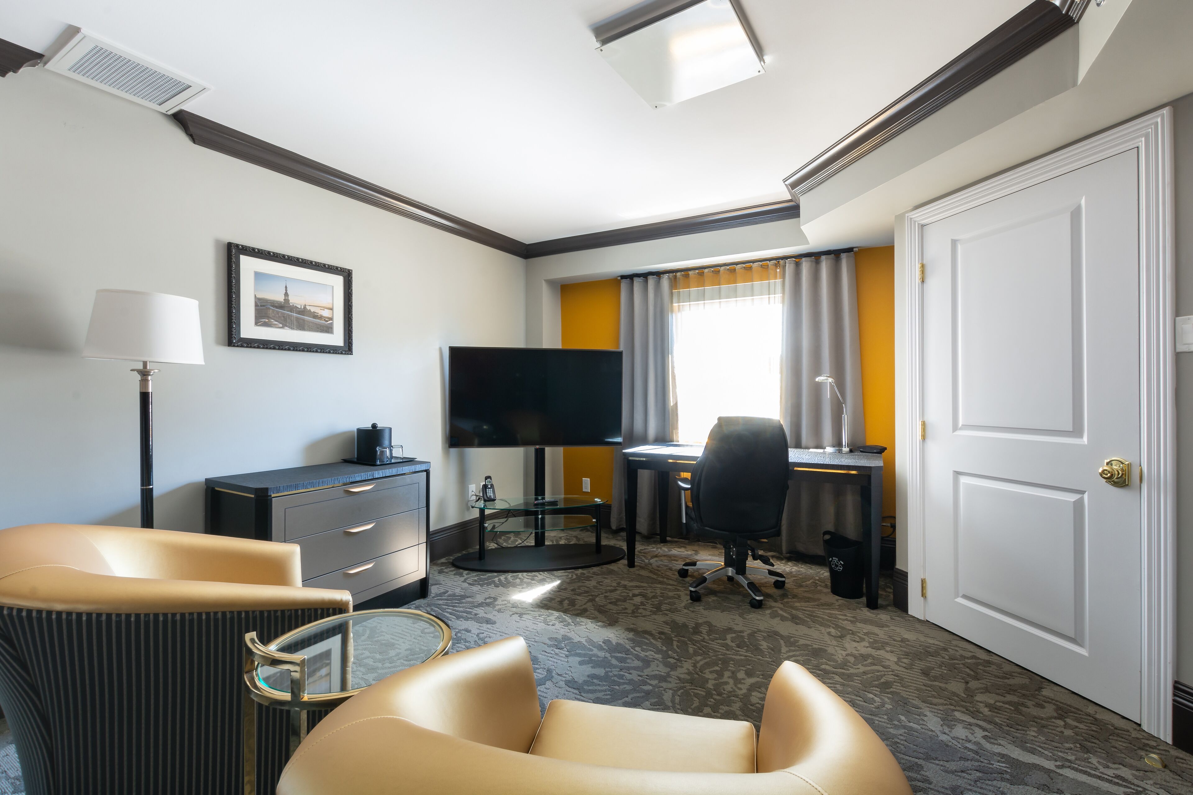 Quarto executivo, 1 cama Queen | Roupas de cama premium