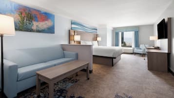 Quarto Standard, 1 cama king-size e sofá-cama, vista parcial para o oceano | Secretária, secretária adequada para computadores portáteis