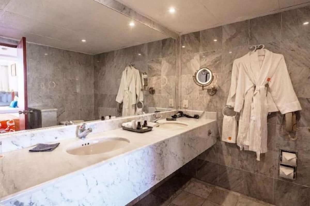 Banheiro | Chuveiro, secador de cabelo, toalhas de banho