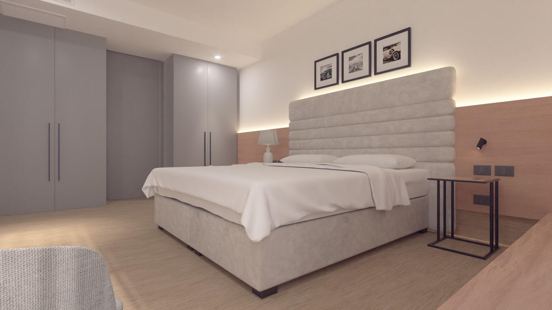 Minibar, cofre com capacidade para portátil, secretária 