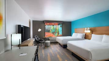 Estúdio, 2 camas queen-size | Roupa de alta qualidade, camas de colchão pillowtop, secretária