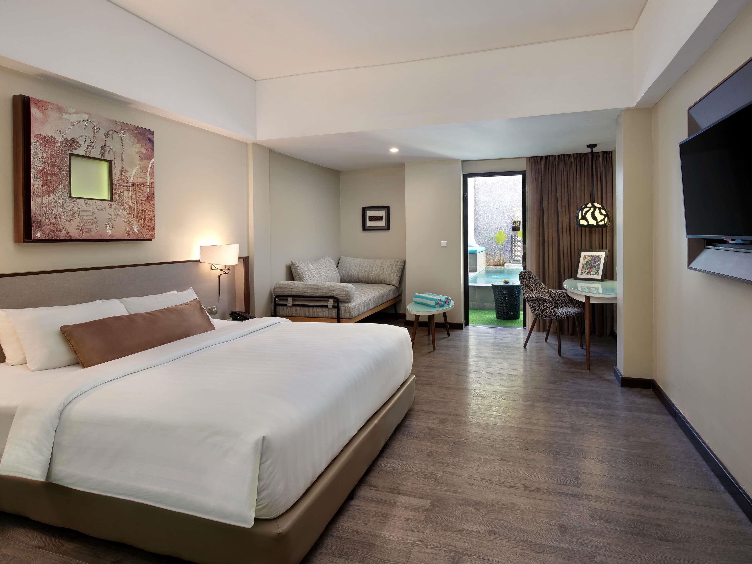 Quarto luxo, 1 cama de casal (Plunge Pool) | Roupas de cama premium, frigobar, cofres nos quartos, escrivaninha
